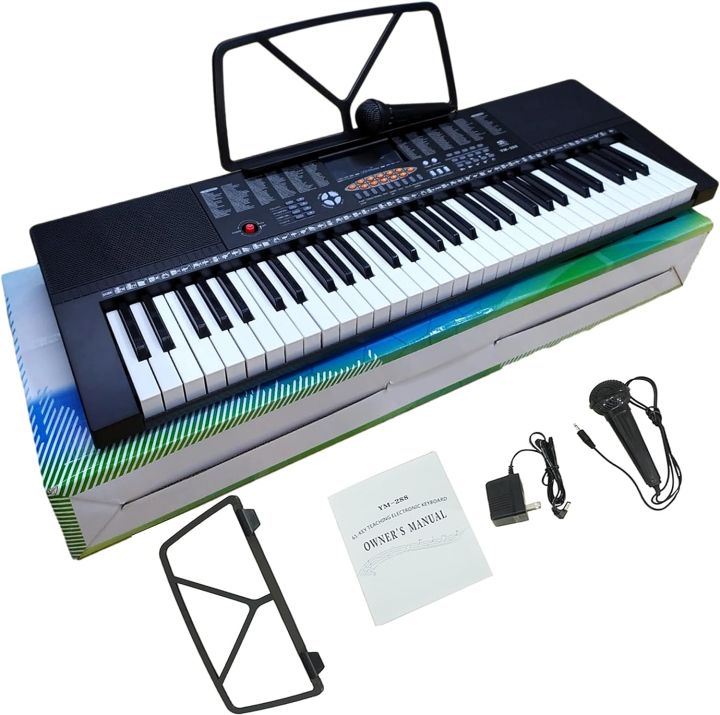Yongmei YM-288 61-Key Electronic Keyboard Piano with Mic, power adaptor ...