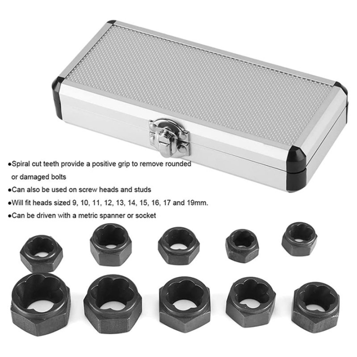 Nullmul 20Pcs Drive Socket 9-19mm Damaged Nut Stud Extractor Bolt ...