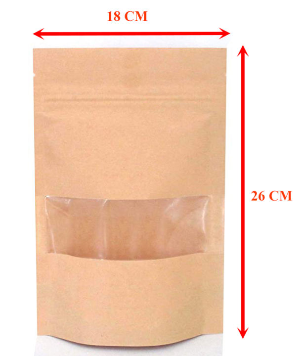 Kraft - Stand up Zip Lock Pouch - 18cm*26cm (500g) - Brown --- 25, 50 ...