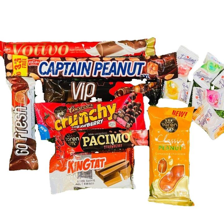 Votivo x 1 Captain Peanut x 1 Vip x 1 Crunchy Chocolate x 1 Pacimo x 1 ...