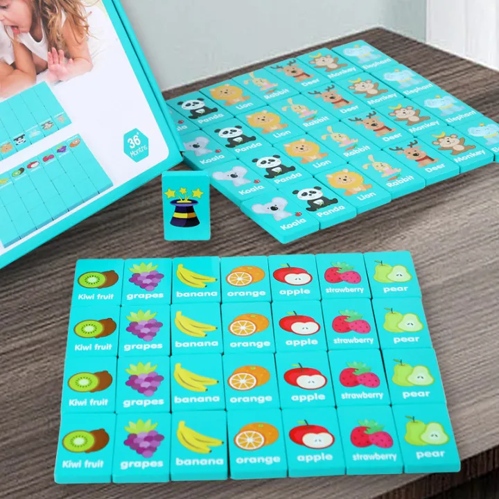 Kid Wooden Memory Solitaire Matching Mahjong Game Party Family Board ...