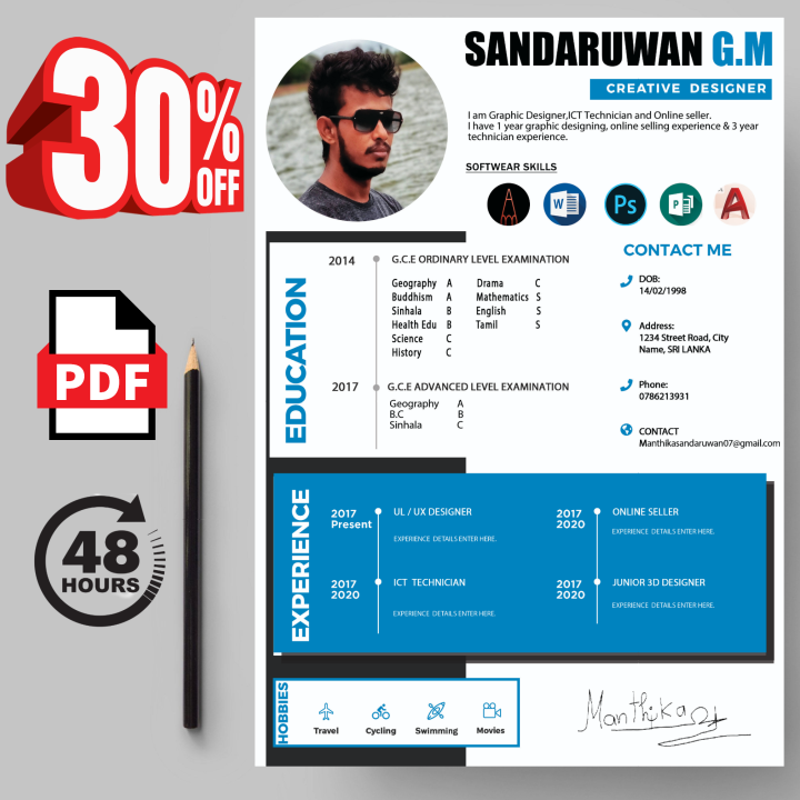 CV Design for Apply Job / Professional Curriculum Vitae Pro 004 | Daraz.lk