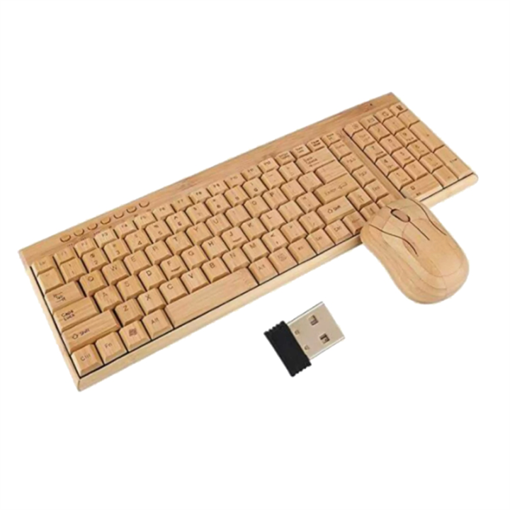 Wireless Keyboard Mouse Bamboo Wood Computer Keyboard Bamboo Wireless ...