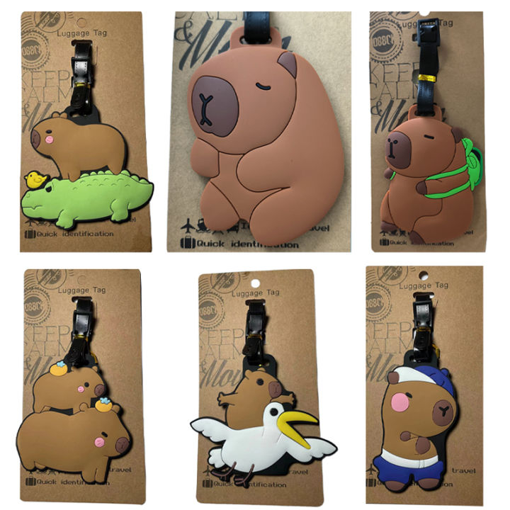 Kawaii Cute Capybara Luggage Tag Women Travel Accessories Cartoon PVC ...
