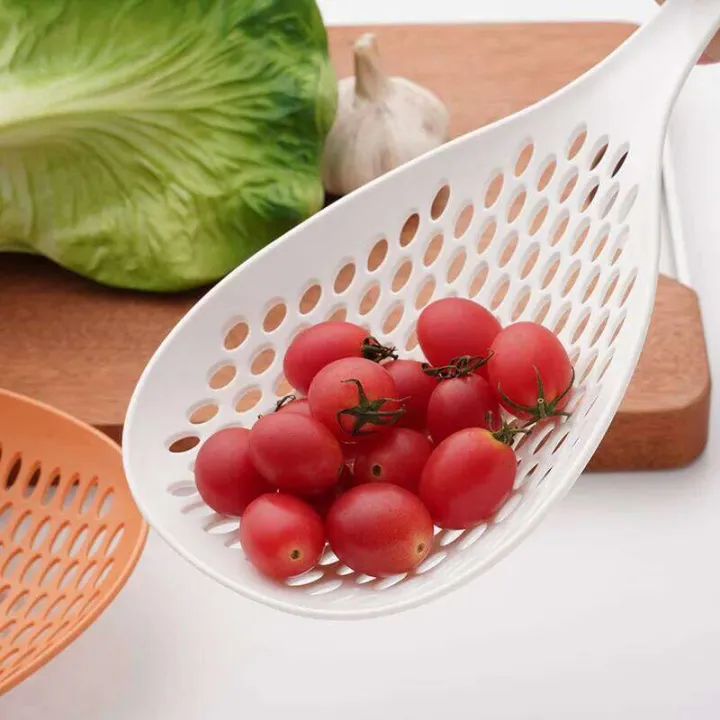 Plastic Slotted Scoop Colander Spoon Non Stick Kitchen Food Drain ...