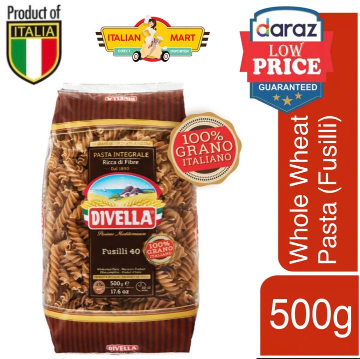 Whole Wheat Pasta Fusilli Divella 500g Made in Italy by Italian Mart ...