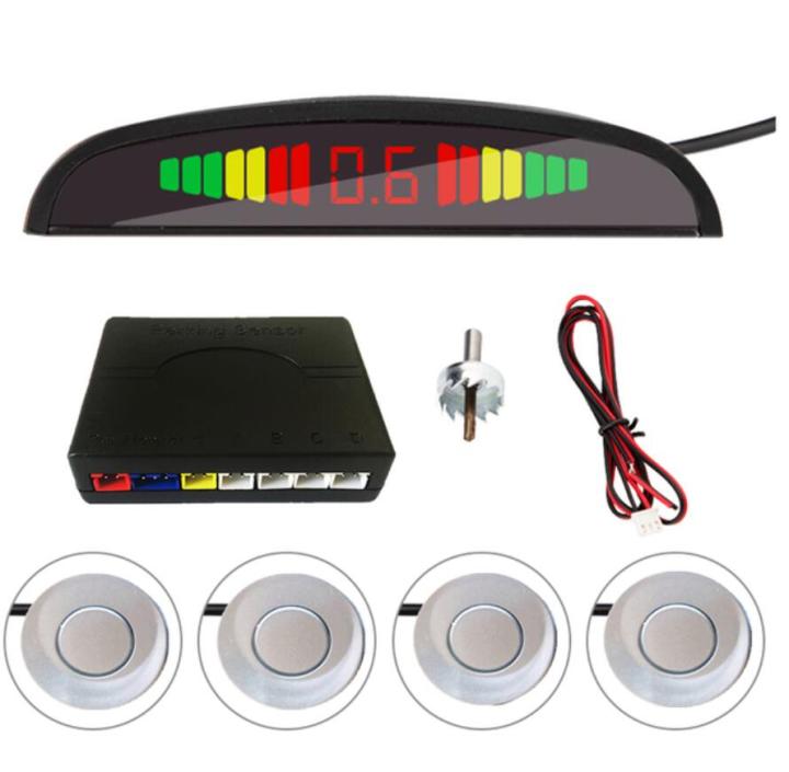 【Silver】 Useful 4 Sensors Auto Sensor Car Reverse Radiolocator ...