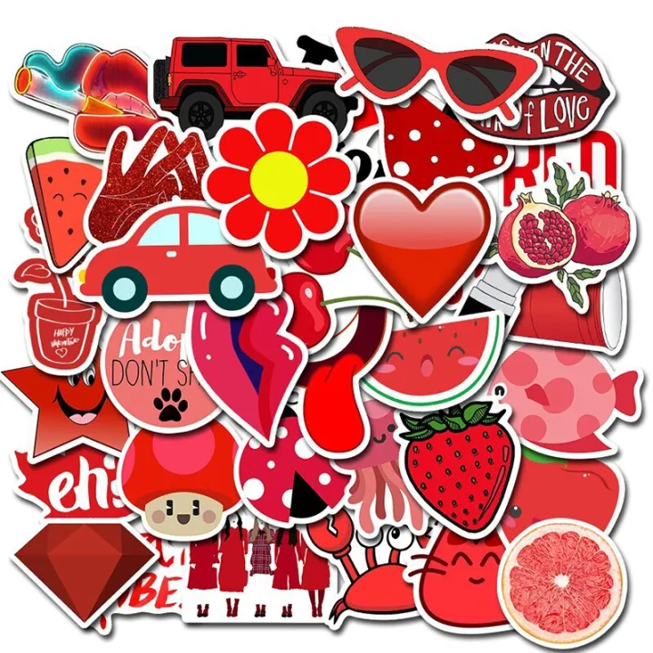 【happy one】50PCS Cartoon Red VSCO For Chidren Toy Waterproof Sticker to ...
