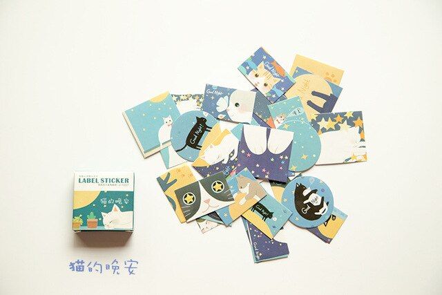 Box Handmade Label Cute Pcs/Box Adhesive Vintage Japan Stationery Mini ...