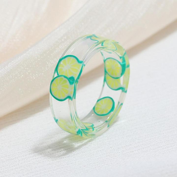 Ins Summer New Colorful Transparent Acrylic Resin Fruit Rings | Daraz.lk