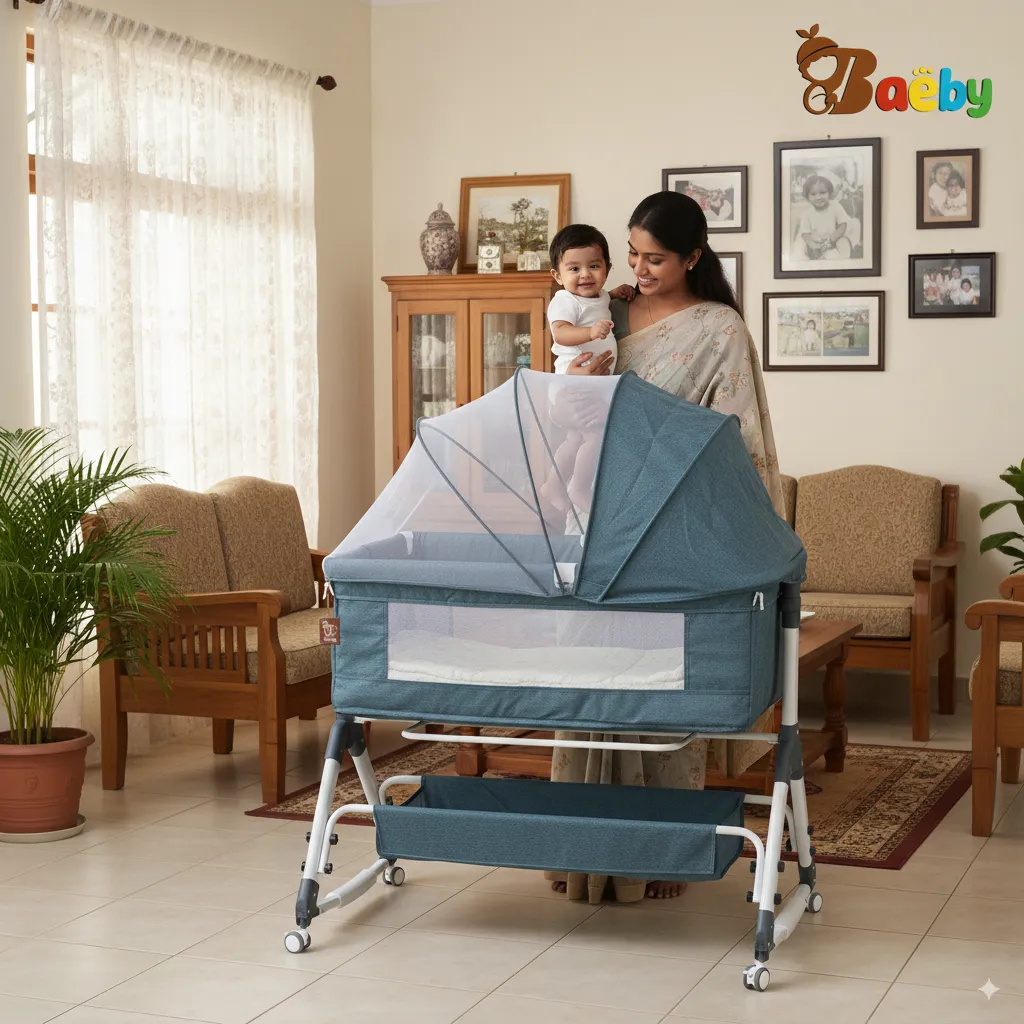 Cradle Bed with Modern Metal Travel Baby Bedside Bassinet Crib for ...