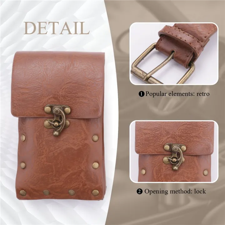 Medieval Renaissance Adult Male Knight Leather Vintage Pocket Belt ...