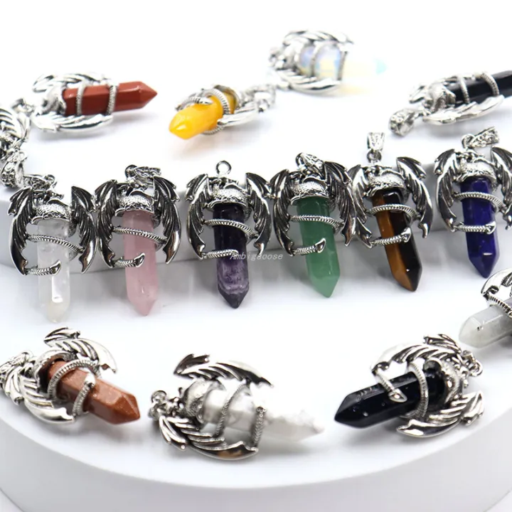 Ambiguoose 2023 Animal Dragon Man Necklace Natural Gem Stone Healing ...