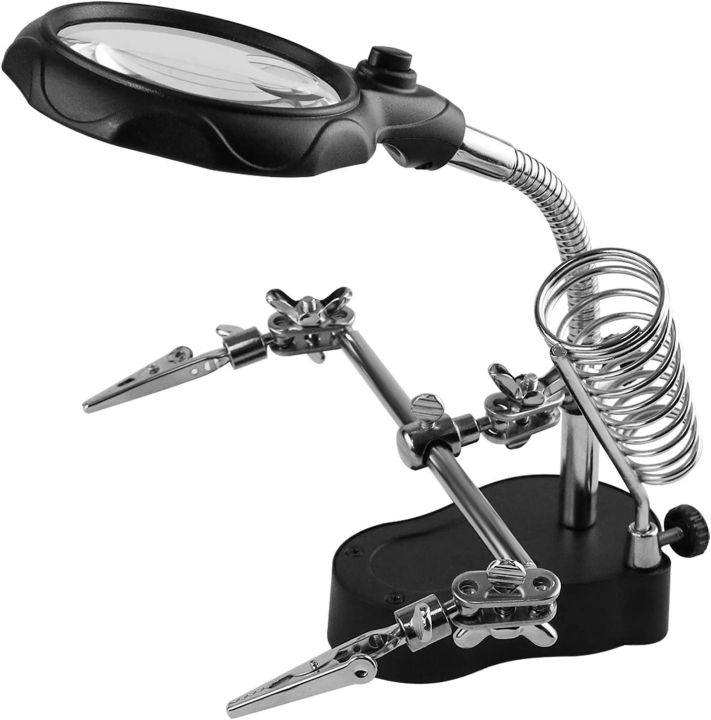 Helping Hands Magnifying Glass Soldering Station, 3.5X 12X Magnifier ...