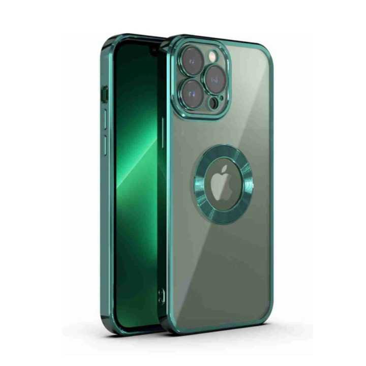iPhone 12 Pro Max Luxury Transparent Logo Hole Case with lens Protector ...