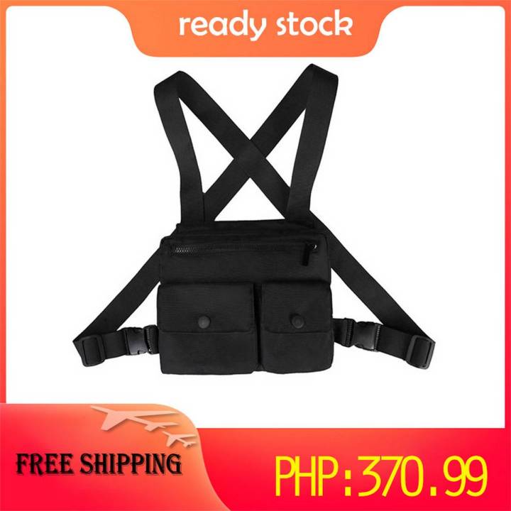 【BestGO】Men Chest Utility Bag Multi-Function Pocket Fashion Strap Vest ...