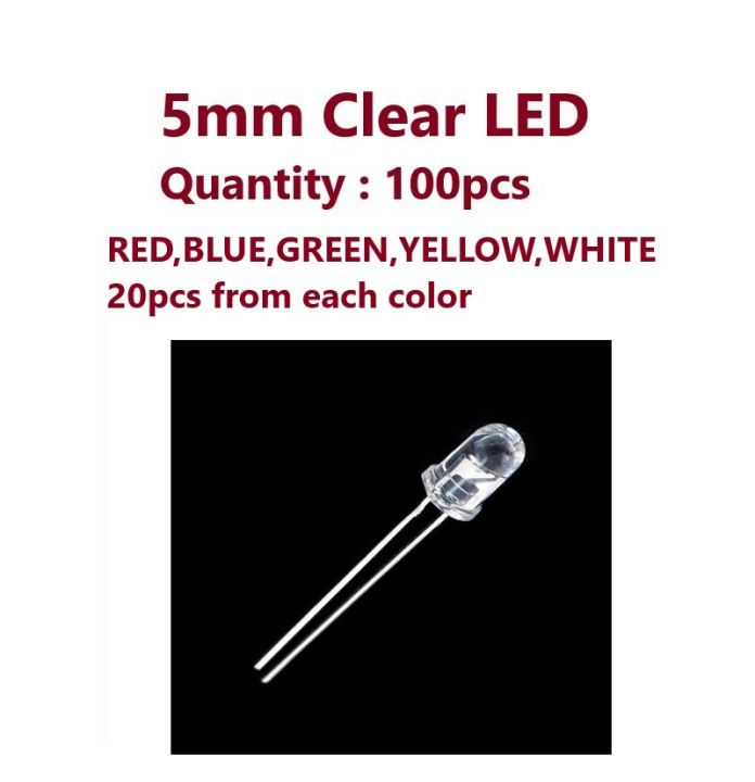 100 pcs of 5mm Clear LED Assortment Kit | Daraz.lk