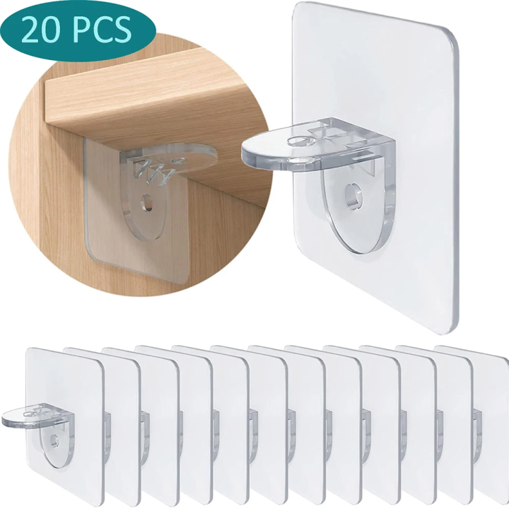 Shelf Support Sticky Nail Self-adhesive Wardrobe Shelf Support Clip ...