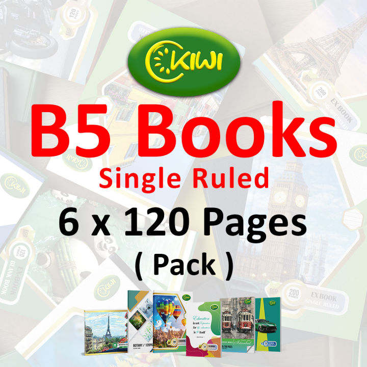 KIWI Single Ruled B5 Books, 120 Pages, Book set (6 Books) | Daraz.lk