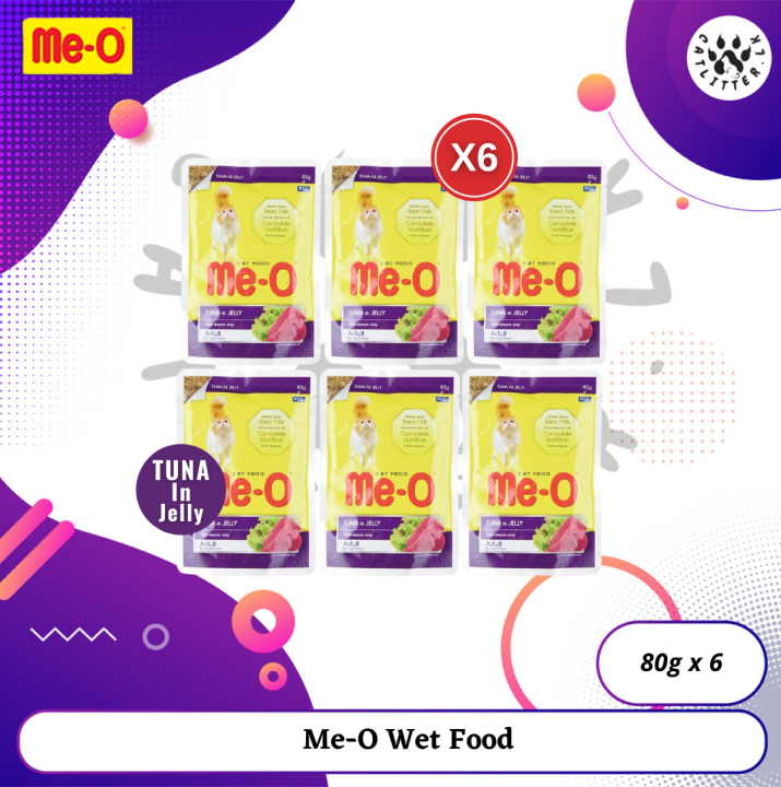 Me-O Pouch Wet Cat Food (Adult) Tuna In Jelly (80g X 6) TOTAL 6 PACKS | Daraz.lk