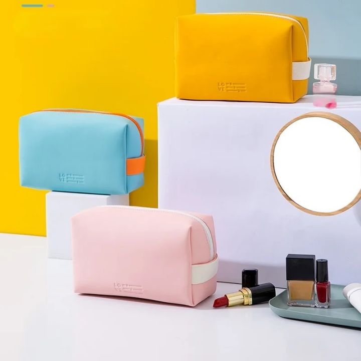 Women Travel Cosmetic Bag Waterproof Pu Cute Candy Colors Woman Makeup ...
