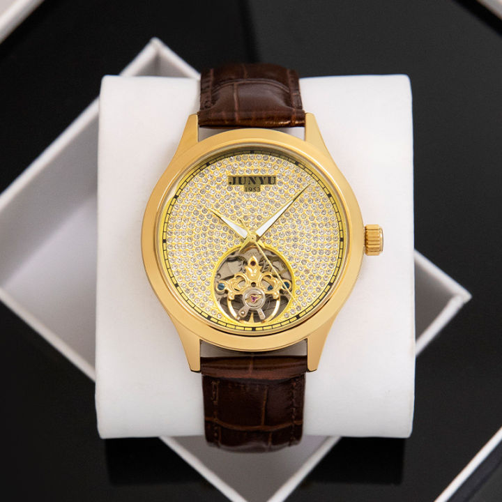 Genuine Goods Gold Watch Famous Brand Inlaid Full Diamond Men's Watch ...