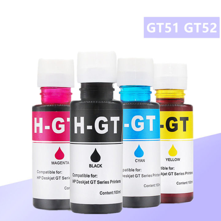 GT51 GT52 Refillable Inkjet Refill Dye Ink Bottle for HP DeskJet GT ...