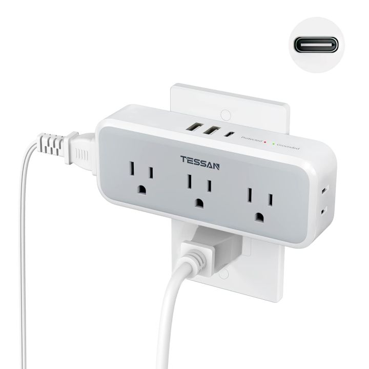 【World Supermarket 2021】Tessan Multi Plug Outlet With 5 3 Usb 1 Usb C ...