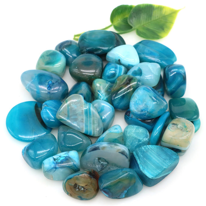 Natural Blue Agate Tumbled Stone Bulk Healing Energy Crystal Mineral ...