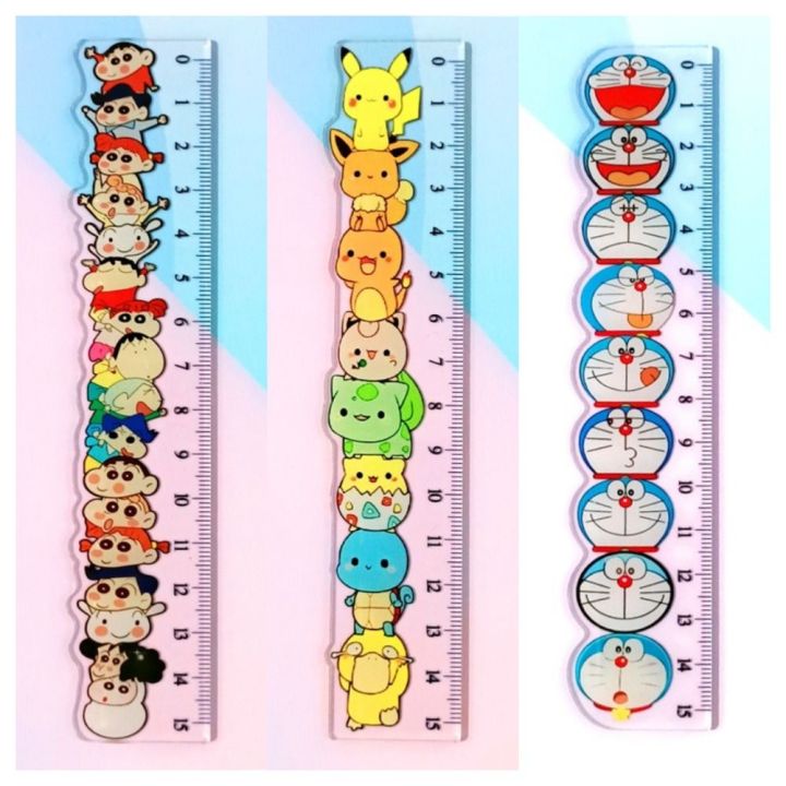 Kawaii Pikachu Straight Rulers Cartoon Anime Doraemon Crayon Shin Chan ...