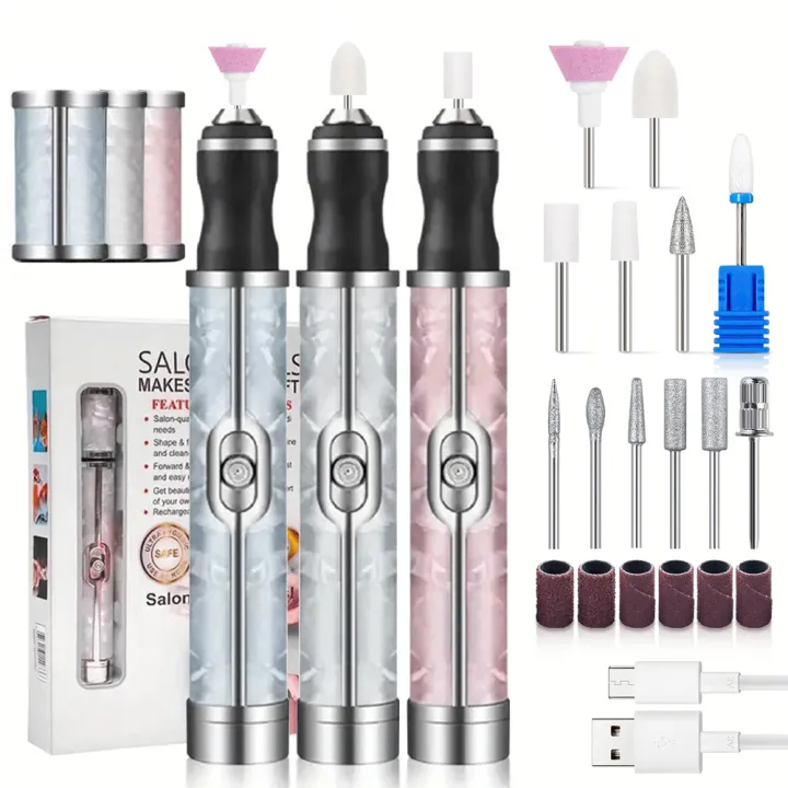 Nail Drill Set Nail File Portable Rechargeable Scrub Machine Nail ...