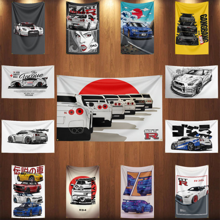 90X150CM JDMs GTR Flag Car Banner Poster Tapestry For Party Banners ...