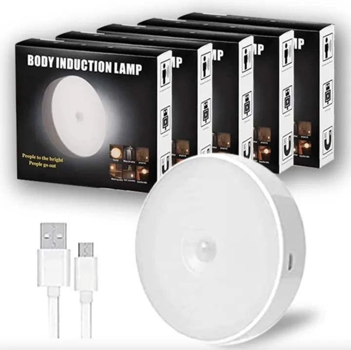 LED Night Light Body Motion Sensor USB Rechargeable Body Induction Lamp ...
