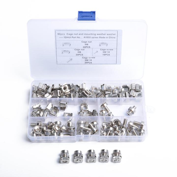 50pcs/Box Professional Cage Nuts M6 + Mounting Screws M6*16 Models ...