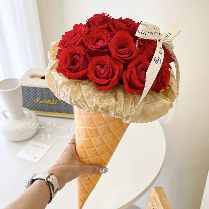 10pc Ice Cone Bouquet Wrapping Paper Ice Shape Flower Box Rose ...