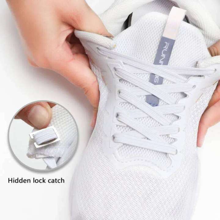 Elastic No Tie Shoe Laces Anchors Flat Shoelace Lock Clip Adults and ...
