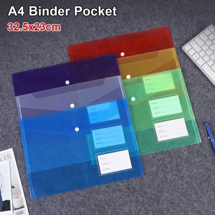 1Pcs Durable with Label Pocket A4 Binder Pocket Snap Button Clear ...
