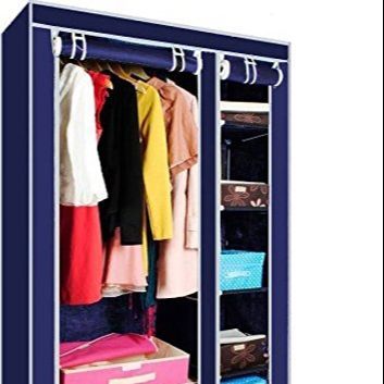 2 Door Storage Wardrobe Foldable and Movable Cloth Fabric Wardrobe with ...