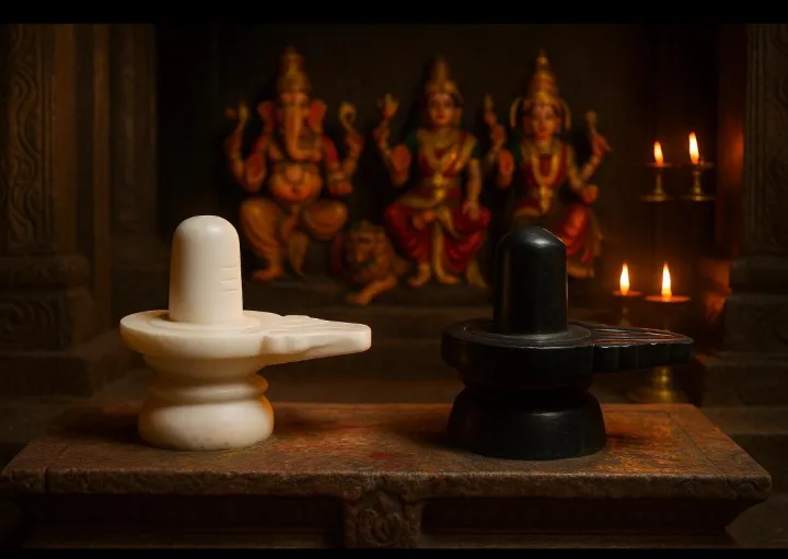Black & White Stone Shivling Set | Small Shivling Idol for Pooja Room ...