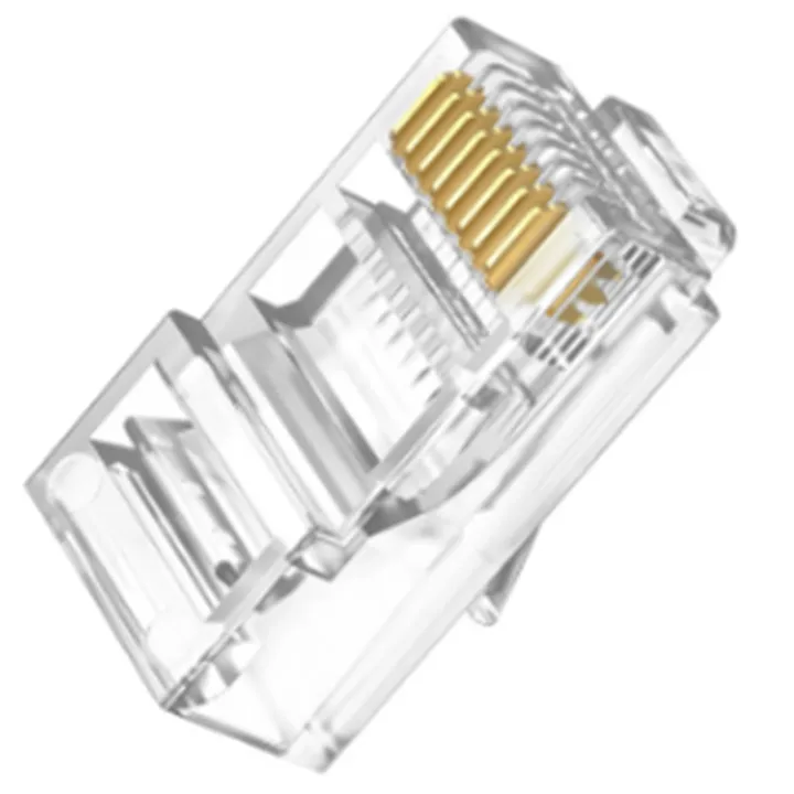 100pcs Gold-Plated RJ45 CAT6 Pass Through Connectors Crystal End 8P8C ...