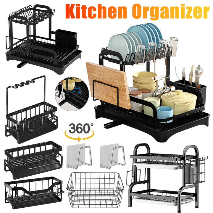 Dish Drying Rack Kitchen Dish Bowl Drainer Cutlery Storage Rack Plate ...