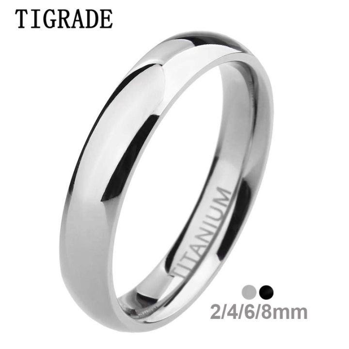 TIGRADE 2/4/6/8mm Mens Wedding Band Polished Women Titanium Simple ...