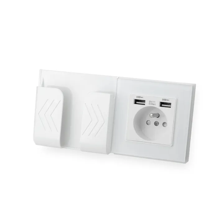 Rewnssin White Wall Power Sockets With Fr Plug Glass/plastic Panel ...