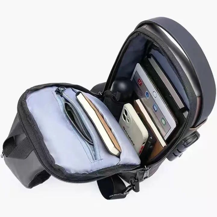 Men's Bag Chest Bag Password Lock Anti-Theft Men's Messenger Bag ...