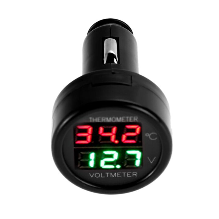 12V 24V Digital Car Voltmeter Thermometer Cigarette Lighter Style 2 In ...