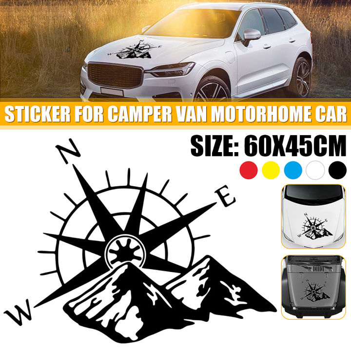 1pcs Motorhome Decal Compass Mountains Sticker Large Camper Van Wall ...