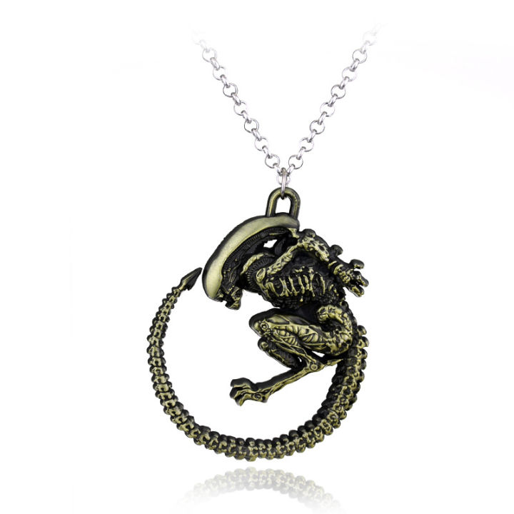 【IKE】Ghoul AVP Necklace Long Chain Men Colar AVP Alien Predator Pendant ...