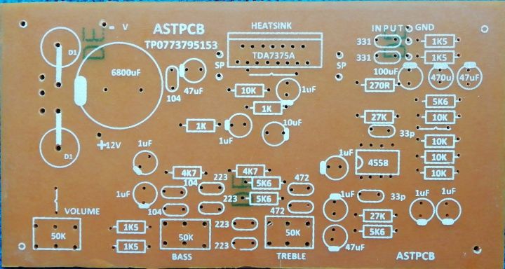 TDA7375A 37W+37W 12V 6A Stereo Amplifier with TDA 7375A + UPC 4558 Pre ...