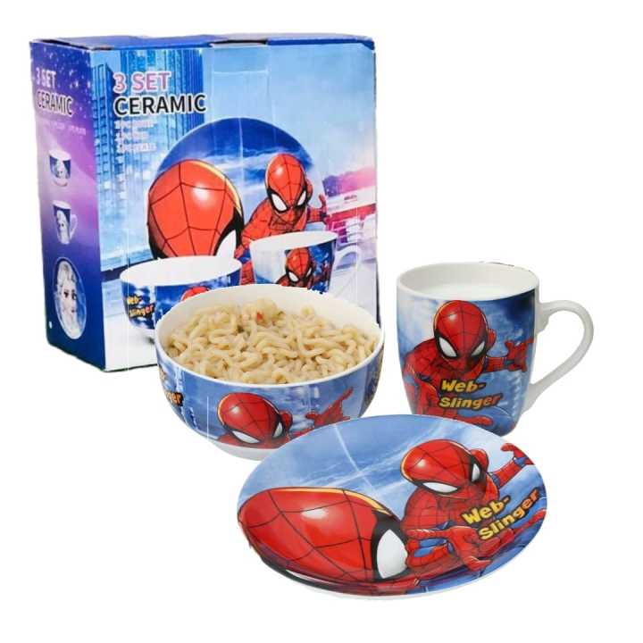 Spider-Man Cartoon Character Dinner Plates for Kids- Ceramic Dinner Set ...
