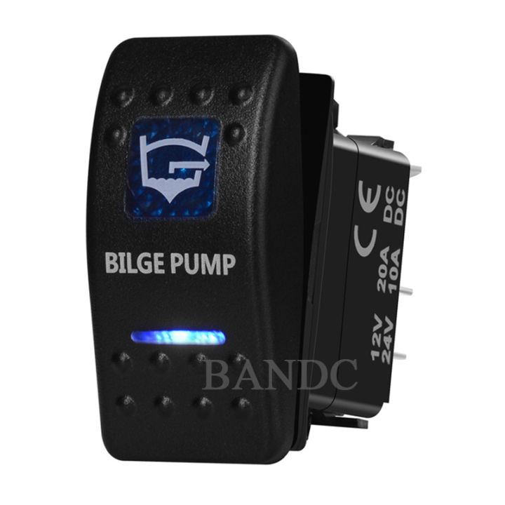 Bilge Pump Rocker Switch 5p Spst On-Off Illuminated Blue Led For Boat ...
